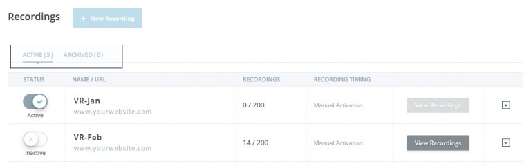 The Visitors Recordings Dashboard - TruConversion Knowledgebase