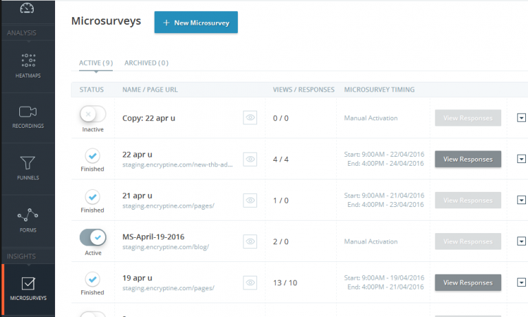 The Microsurvey Dashboard - TruConversion Knowledgebase