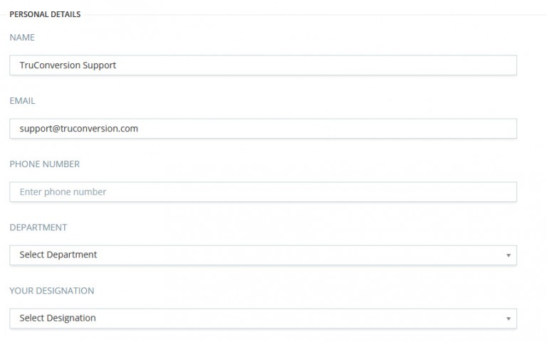 Personal Details - TruConversion Knowledgebase